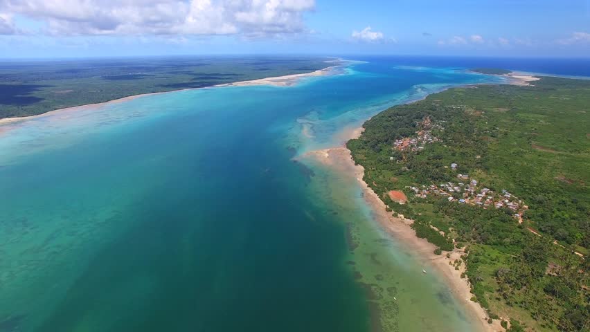 Aerial View Of Uzi Island, Turquoise Blue River, Zanzibar From Above ...