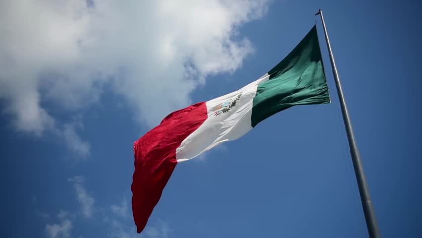 Beautiful Mexican Flag Flying On A Golden Flagpole. Stock Footage Video ...