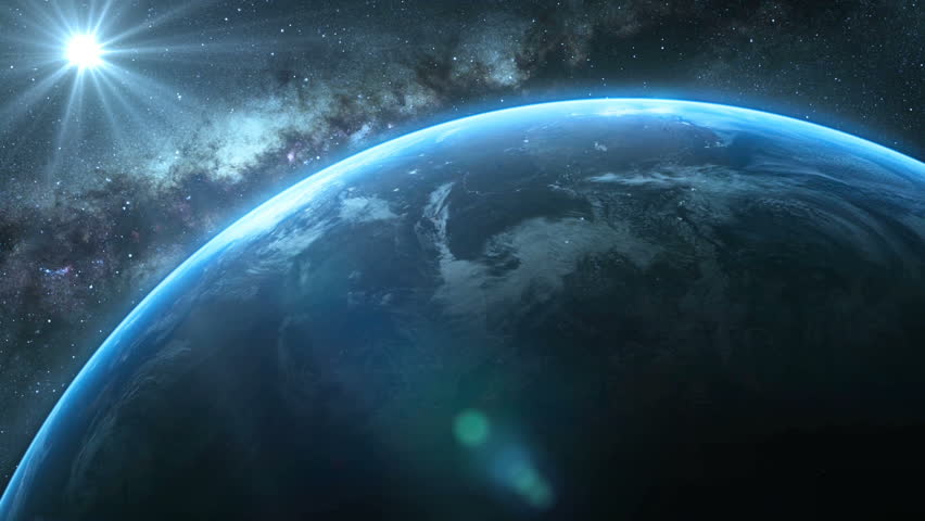 Close Up Of The Earth Rotating And Looping Forever With Moving Stars In ...