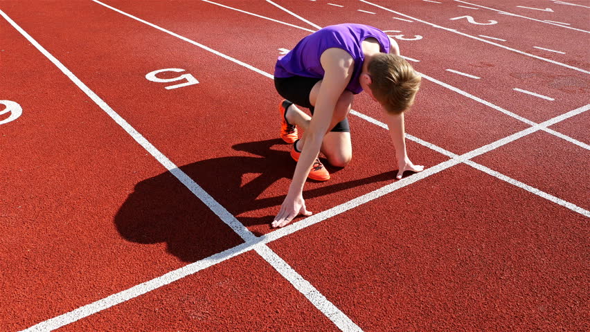 Track Runner Boy Teenager Preparing Stock Footage Video (100% Royalty ...