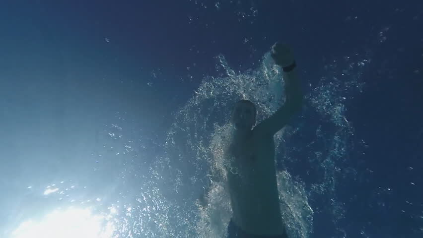 Slow Motion: Man Diving in Stock Footage Video (100% Royalty-free ...