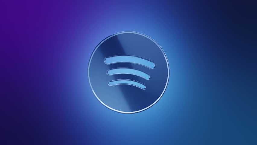 Editorial Animation: 3D Rotation Of Symbol Of Spotify Logo From Glass ...