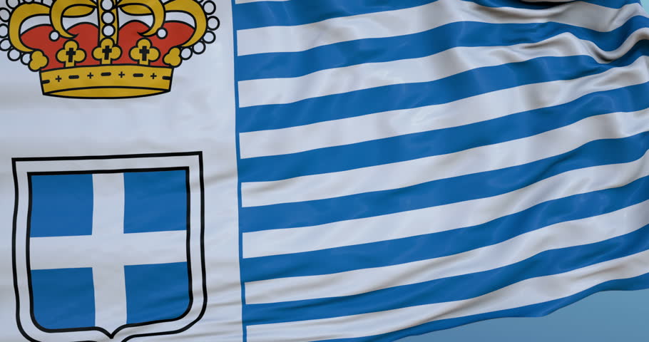 Principality Of Seborga Flag Waving In Slow Motion Against Clean Blue ...