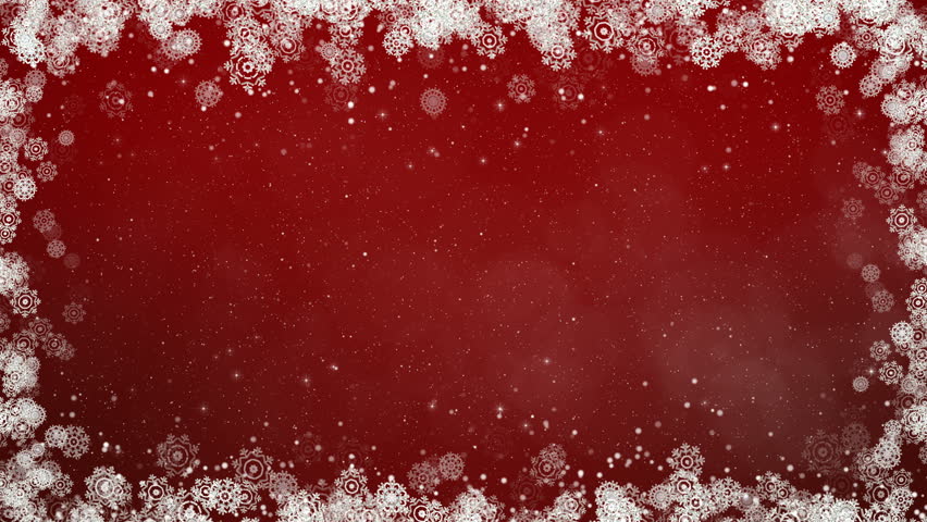 Christmas Frame On Red. Winter Card With Glowing Snowflakes, Stars And ...