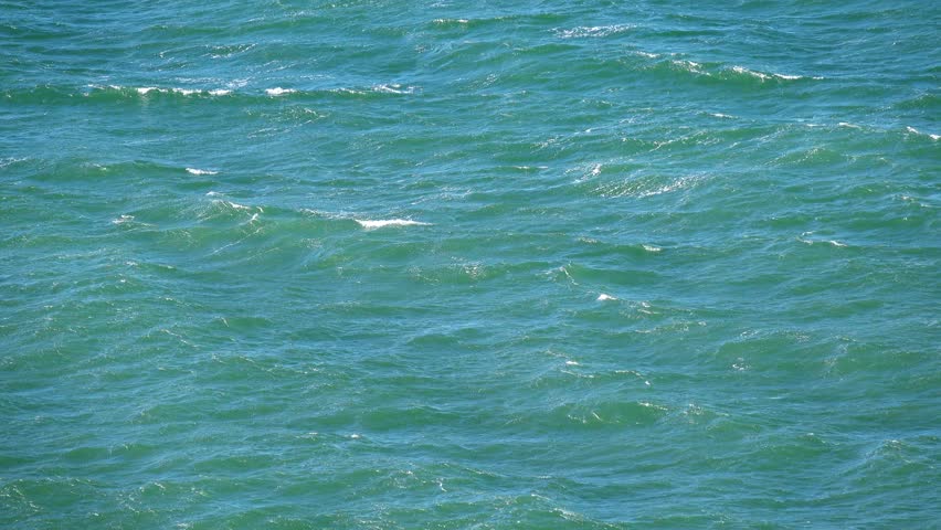 Large Waves, Diagonal Fly Over Green Sea Or Ocean Surface, Loopable ...