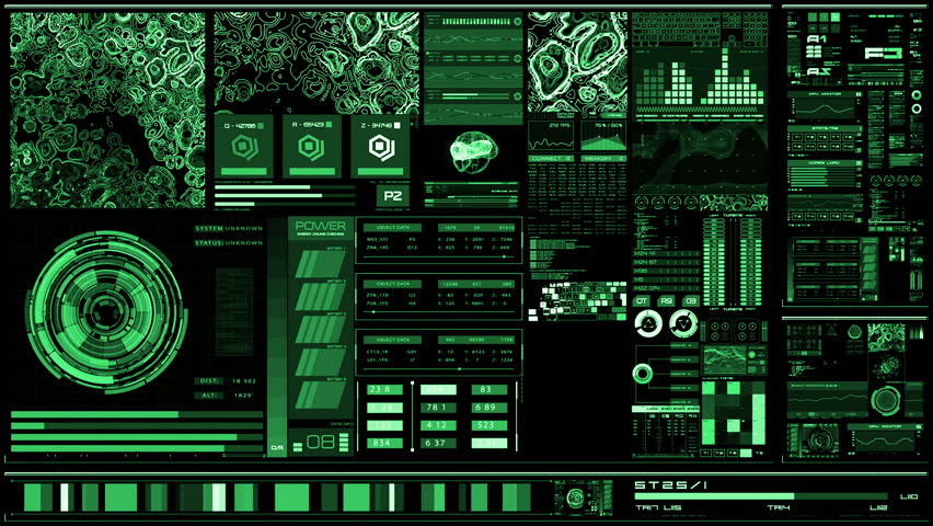 Deep Green Futuristic Interfacedigital Screendetailed Stock Footage ...
