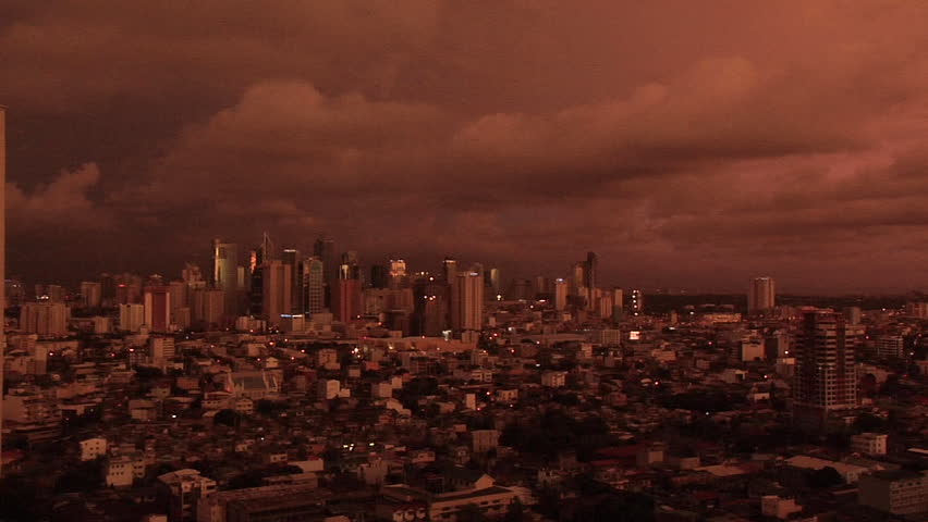 Stock video of sunset illuminating the skyline of makati, | 3314570 ...