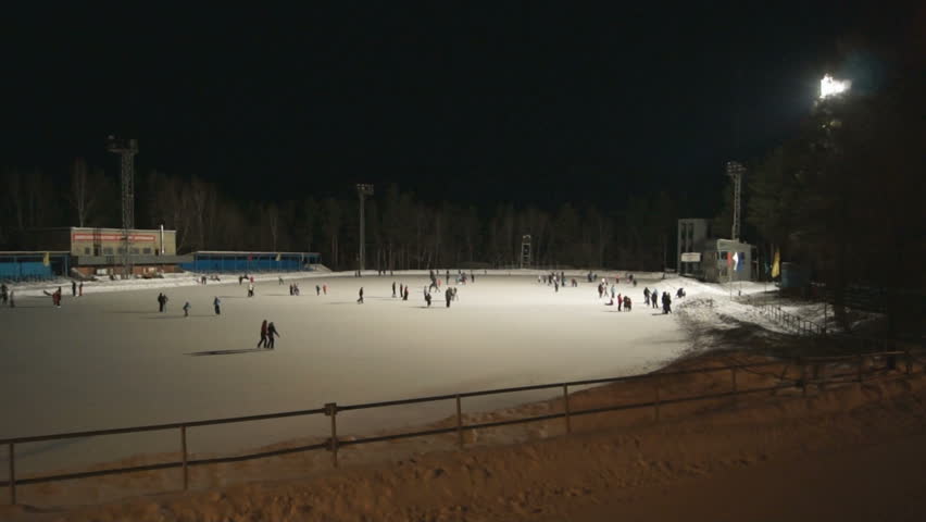 Ice Skating Rink at Night Stock Footage Video (100% Royalty-free ...