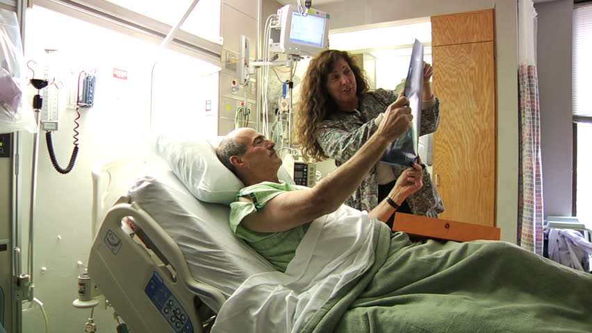 Man With Big Beard Hospital Recovery Bed Surgery HD. Mature Man Laying ...