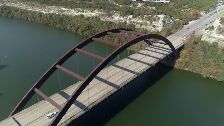 Aerial Of The Pennybacker Bridge And Lake Austin In Austin, Texas Stock ...