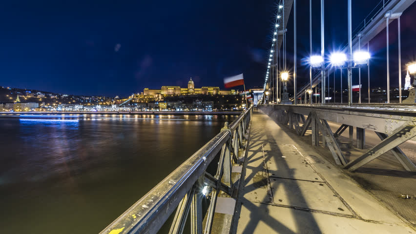 Stone Chain Bridge by night in Budapest, Hungary image - Free stock ...