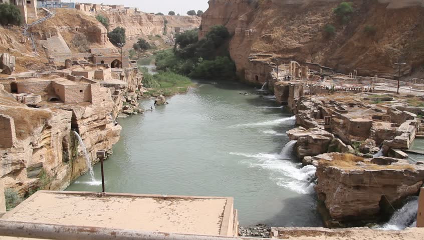 Stock video of waterfalls and ruins in shushtar, iran | 4010440 ...
