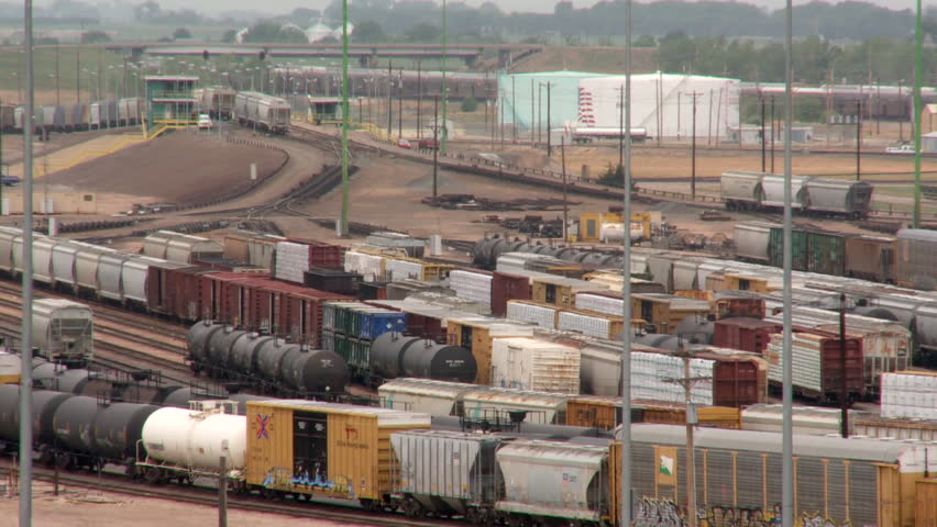 Aerial View Of Rail Freight Container Terminal, North America, USA ...