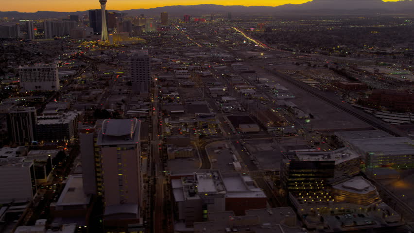 Aerial Dusk View Stratosphere Tower Stock Footage Video (100% Royalty ...