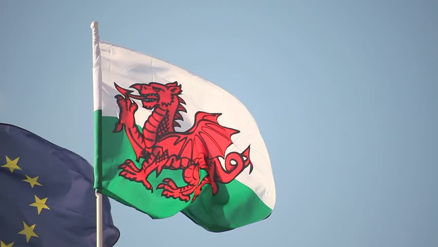 Welsh Flag Flying On Blue Stock Footage Video (100% Royalty-free ...