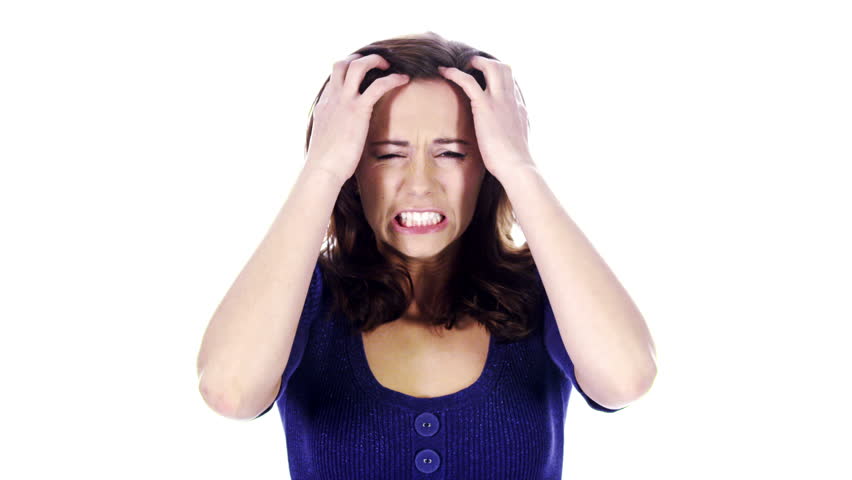 Stock video of stressed and angry woman on white | 4502660 | Shutterstock