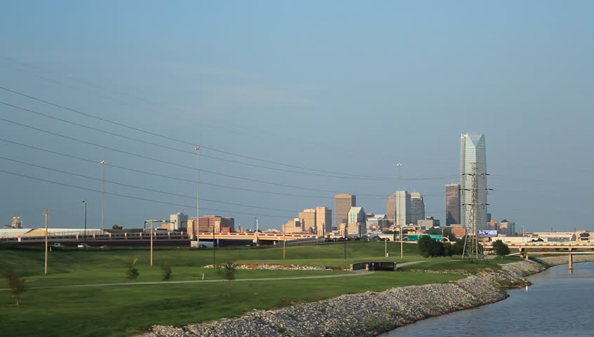 A Section Of The Oklahoma City Riverwalk Or River Walk With A Tour Boat ...