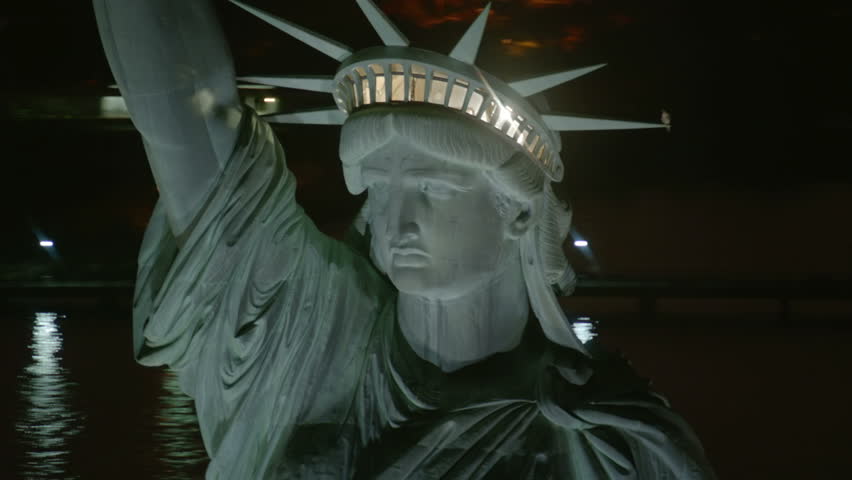 Stock video of statue of liberty at night, aerial | 4657460 | Shutterstock