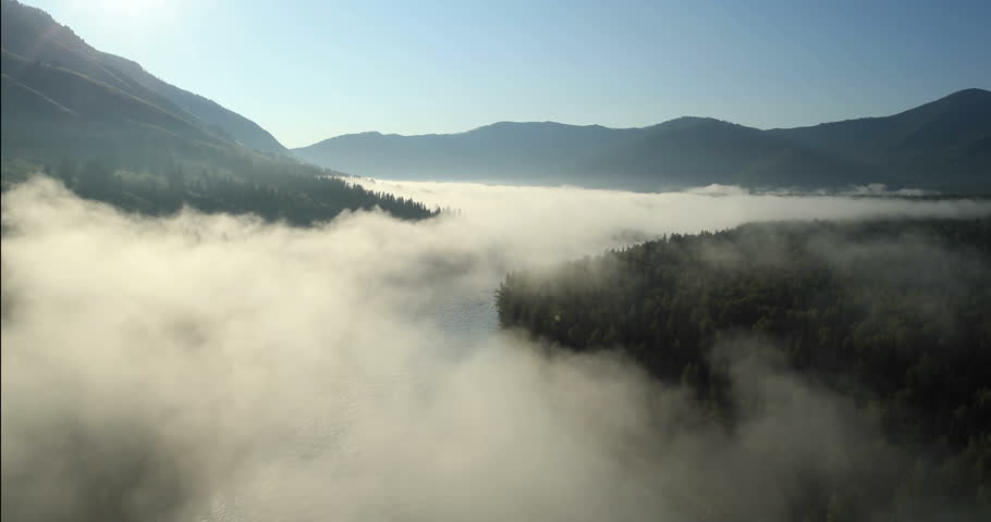 Flight Over The Mountains. Altai. Siberia. Flying Over The River ...
