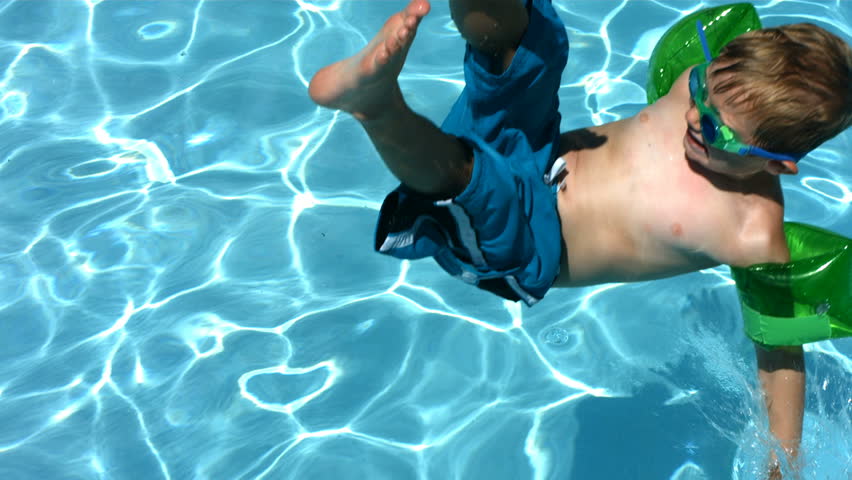 Boy Splashing Into Pool, Slow Stock Footage Video (100% Royalty-free ...