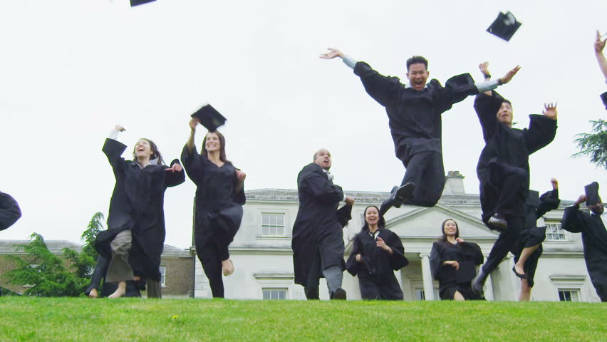 Happy And Excited Mixed Ethnicity Group Of Student Friends On ...