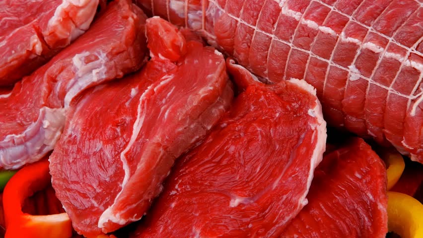 Fresh Raw Meat Prepared For Cooking On Wood Stock Footage Video 3195793 ...