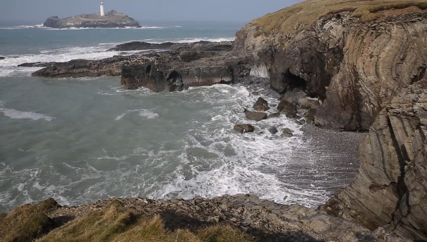 Stock video of godrevy lighthouse and island st ives | 5873270 ...