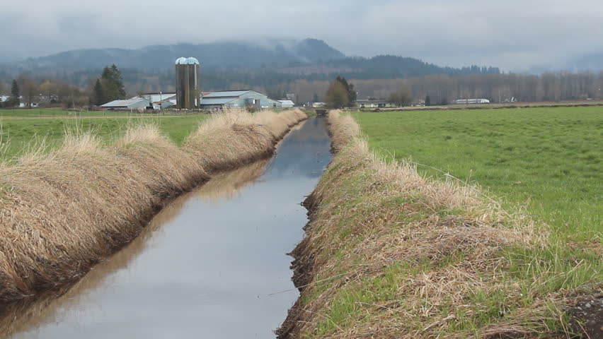 Farm Land Drainage Ditch. Canal On Agricultural Land For Drainage ...