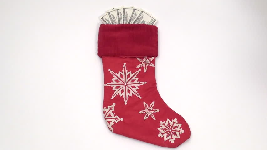 Christmas Stocking Stuffed With Cash - NTSC Stock Footage Video 748099 ...