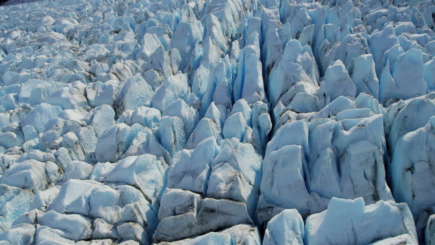 Aerial View Deep Crevasses Ice Blue Glacier, Arctic Region, USA ...