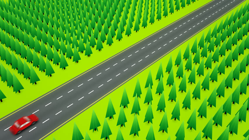 Animation Showing Building All The Elements Of A Scene Of A Car Driving ...