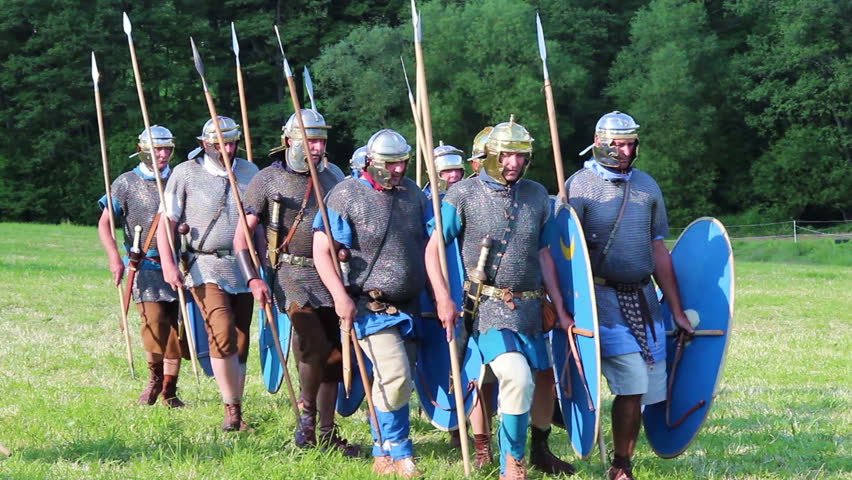 Roman Soldiers Are Making Shield Wall, Germany, Roman Days In Welzheim ...