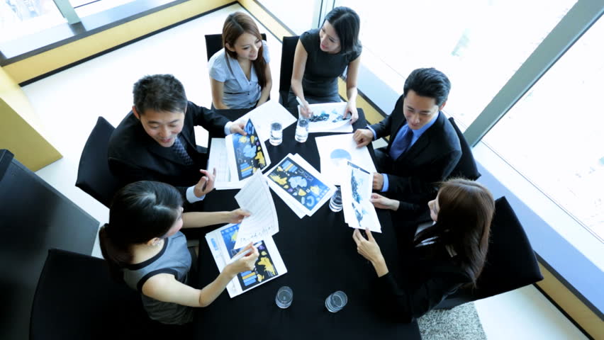 Smart Successful Team Asian Chinese Banking Executives Meeting City ...