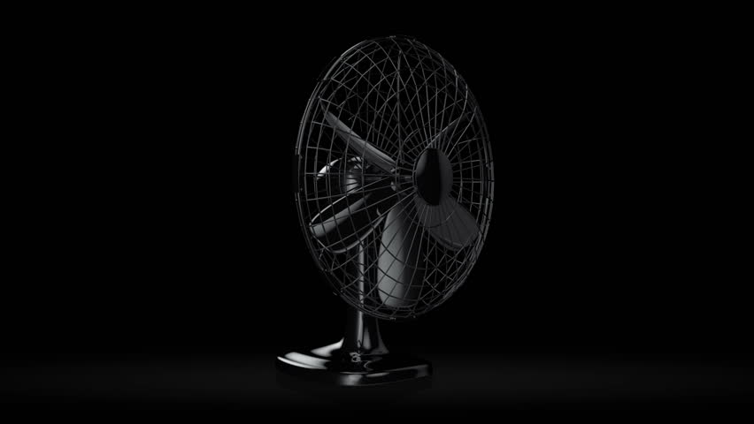 Animation Of Air Condition Fan Ventilation. Slow Rotation Glossy Steel ...