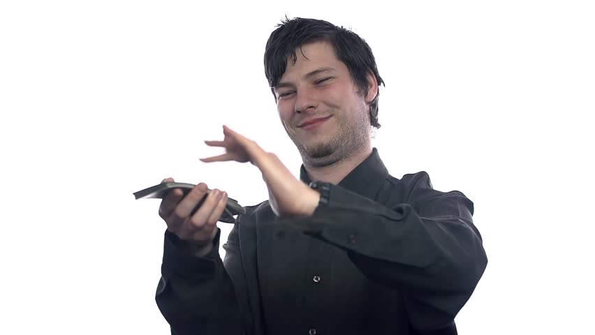 Man Arrogant Throwing Money In To Camera Slow Motion Stock Footage ...