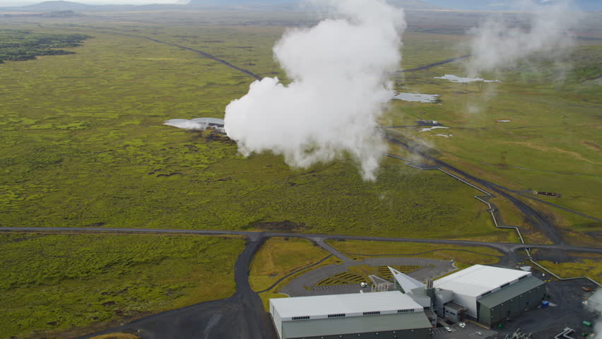 Aerial Geothermal Industrial Power Plant Renewable Clean Energy Power ...