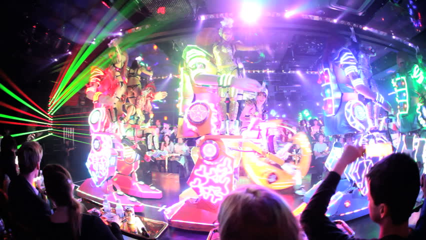 Tokyo - June 2014: Robot Restaurant Illuminated Robotic Borg Laser Show ...