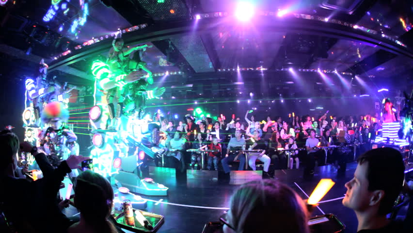 Tokyo - June 2014: Robot Restaurant Illuminated Robotic Borg Laser Show ...