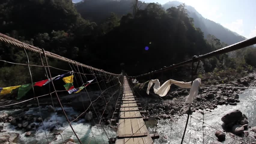 Crossing an Unstable Wooden Bridge Stock Footage Video (100% Royalty ...