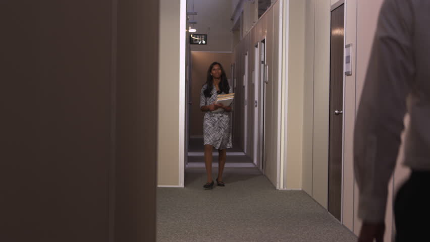 Office Coworkers Discussing in Hallway Stock Footage Video (100% ...