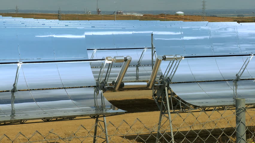 Parabolic Trough Solar Panels in Stock Footage Video (100% Royalty-free ...