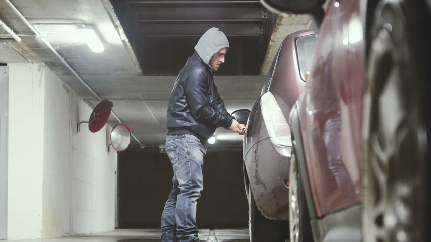 Robber Stealing Car Into Underground Stock Footage Video (100% Royalty ...