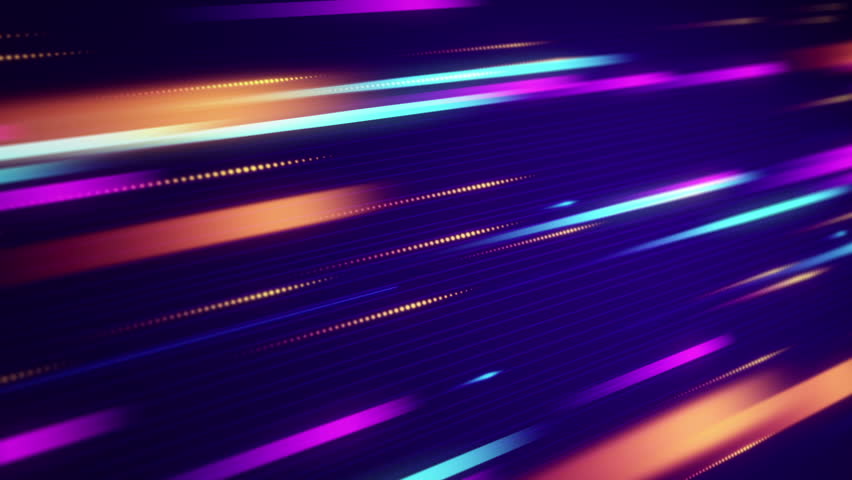 Moving Glow Stripes And Dot Lines Tech Background. Loop Animation ...