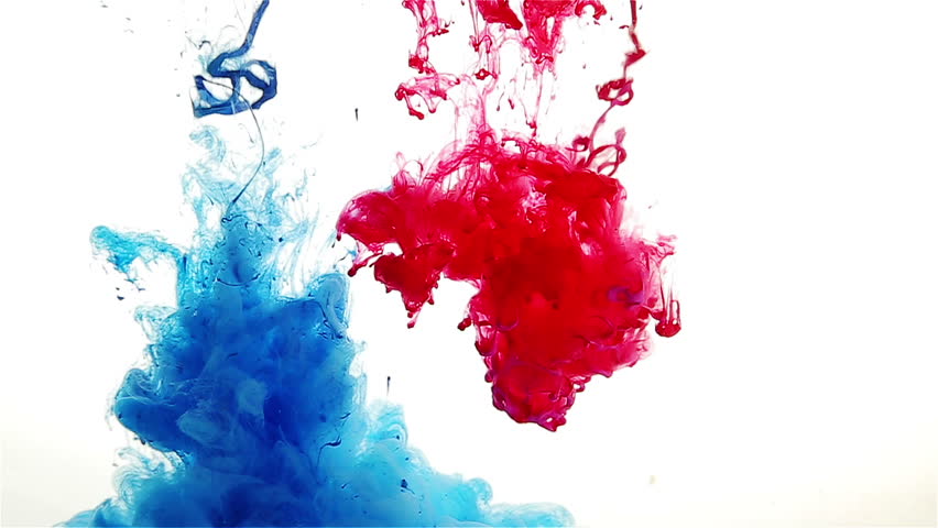 Color Drop Falling In Water Creating A Color Spread. Isolated On White ...