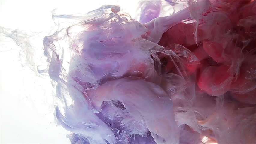 Macro. Colorful Paint In Dynamic Flow. Color Jet Of Ink On White ...