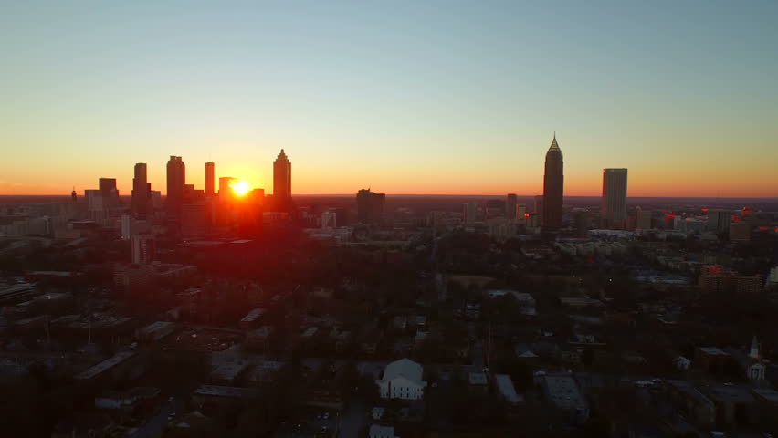Atlanta Aerial Cityscape Sunset V42. Low Flying Atlanta Aerial Of ...