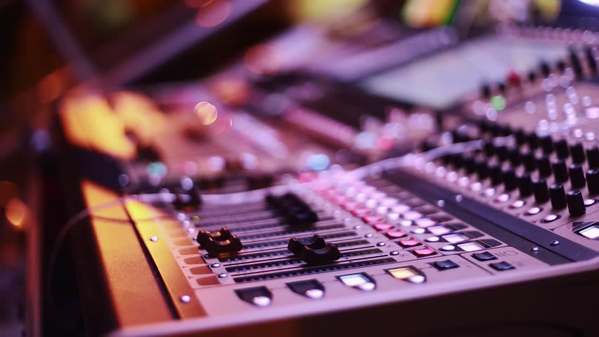 Audio Mixer Working On Rock Concert. Close Up / Audio Mixer Working On ...
